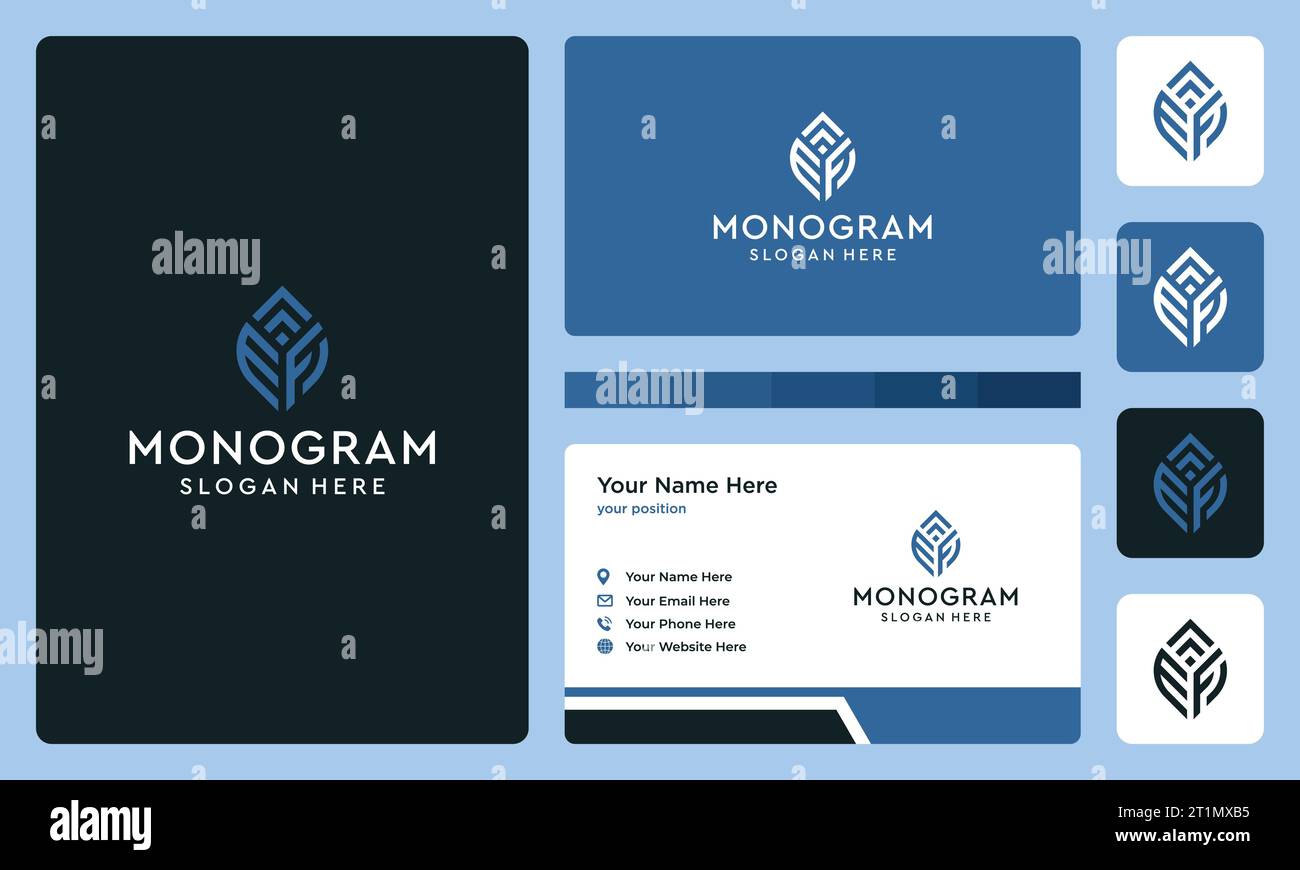 Initial letter monogram logo design template with growth graphic vector ...