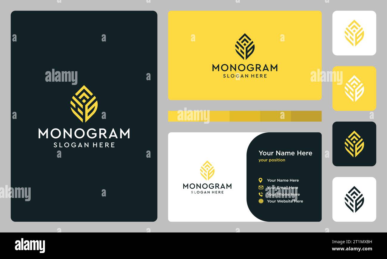 Initial letter monogram logo design template with growth graphic vector ...