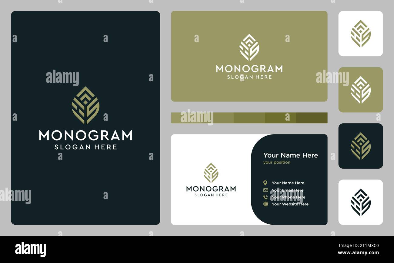 Initial letter monogram logo design template with growth graphic vector ...