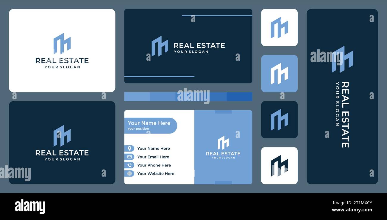 Real estate building logo design template with monogram letter M design ...
