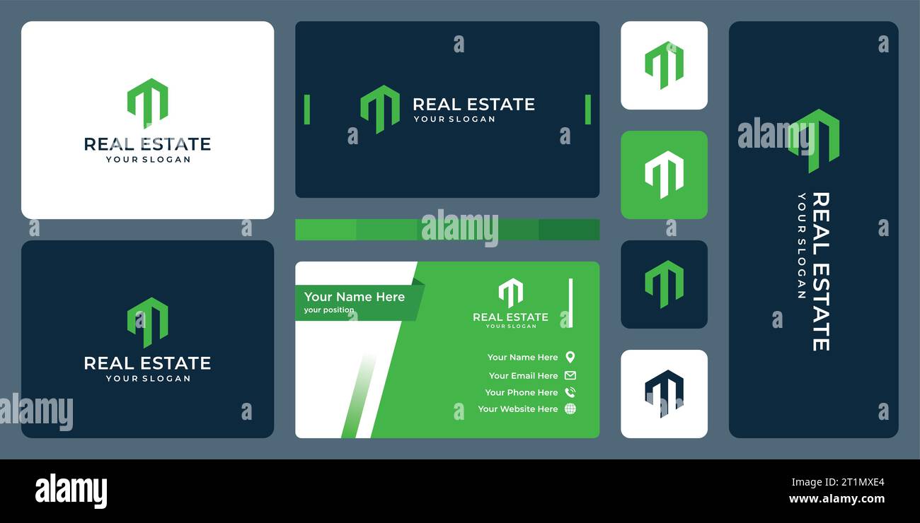 Real estate building logo design template with monogram letter M design ...