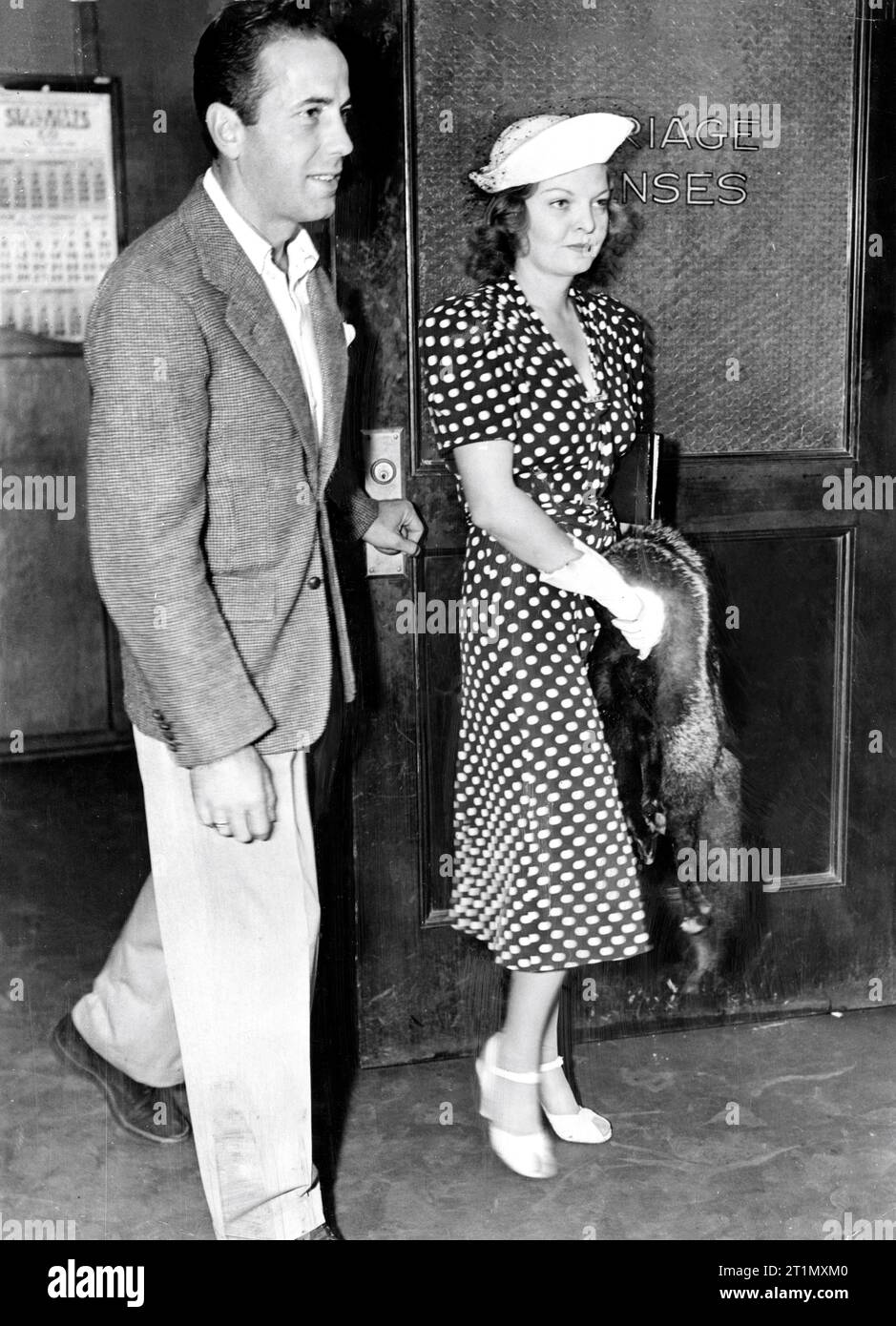 HUMPHREY BOGART and MAYO METHOT after applying for their marriage ...