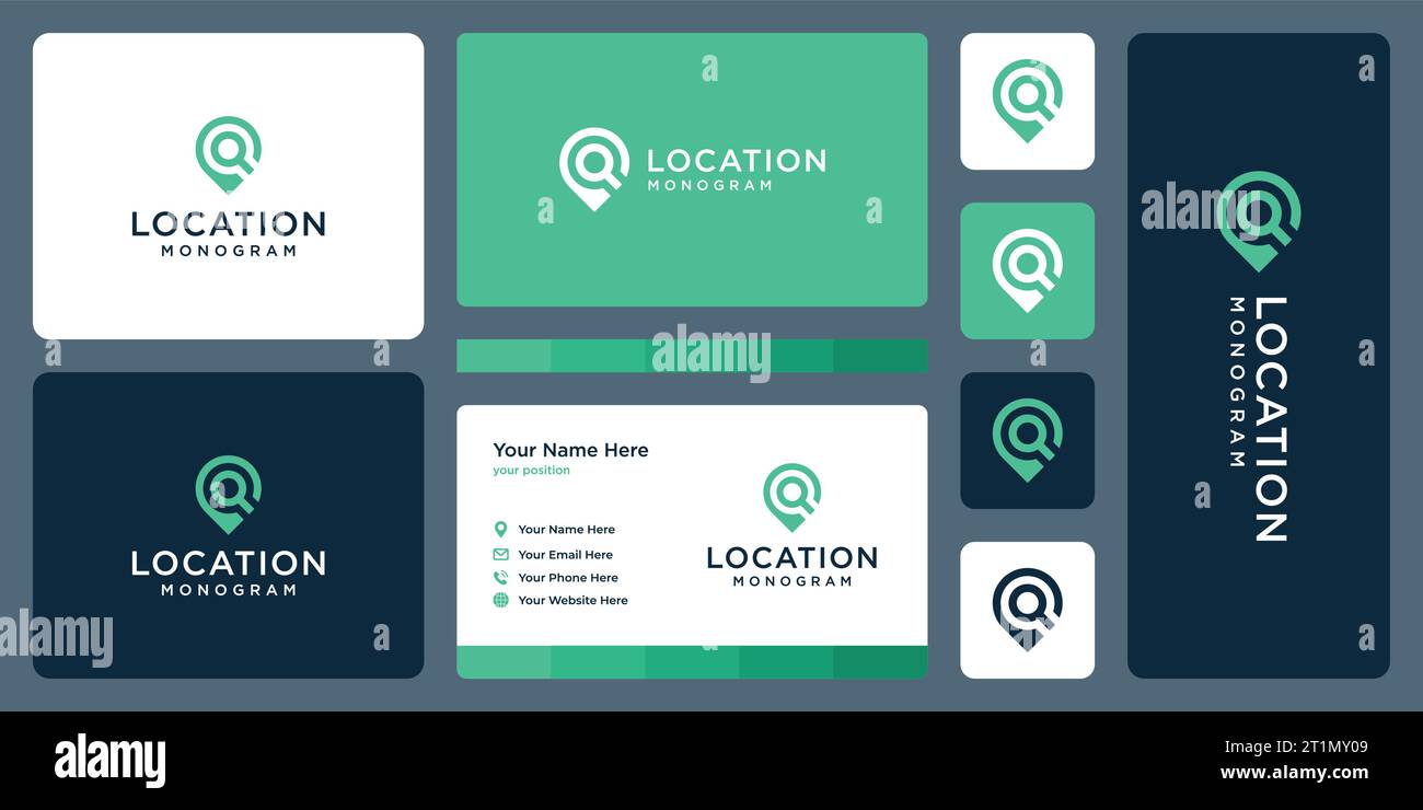 Pin point location logo design template with Monogram of initial letter ...