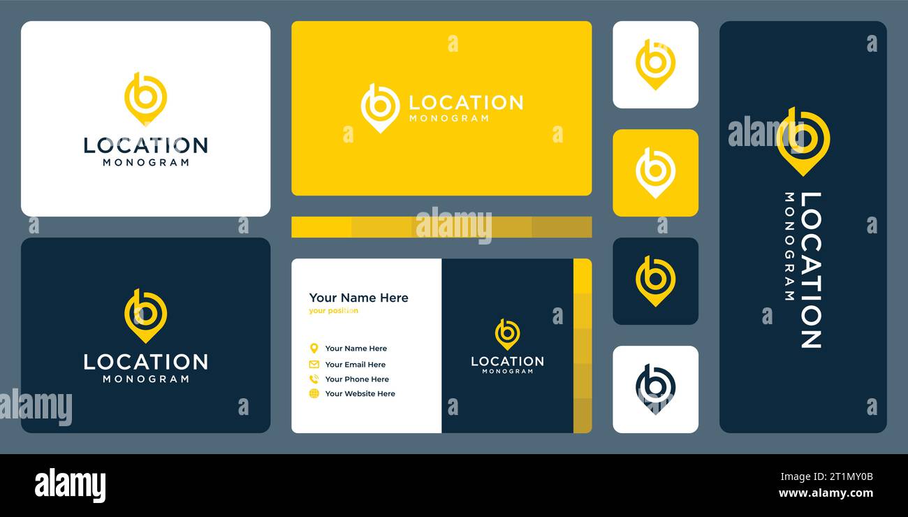 Pin point location logo design template with Monogram of initial letter ...