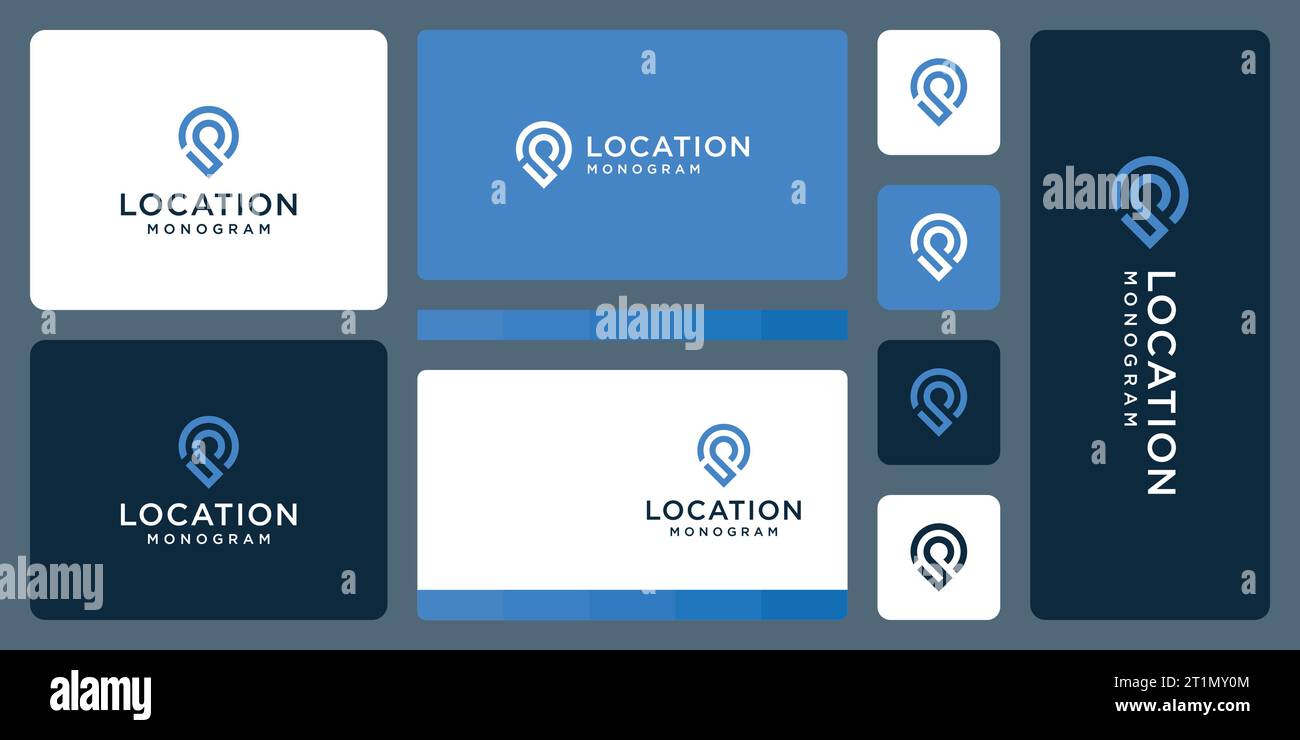 Pin point location logo design template with Monogram of initial letter ...