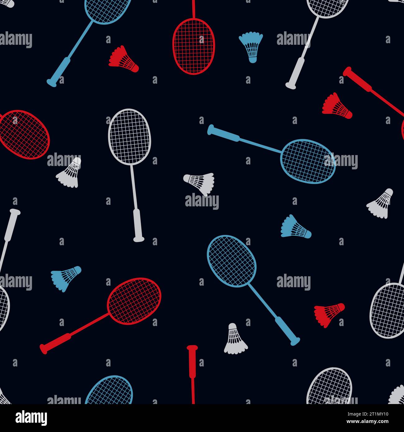 Seamless badminton pattern with rackets and shuttlecocks. Vector sport ...