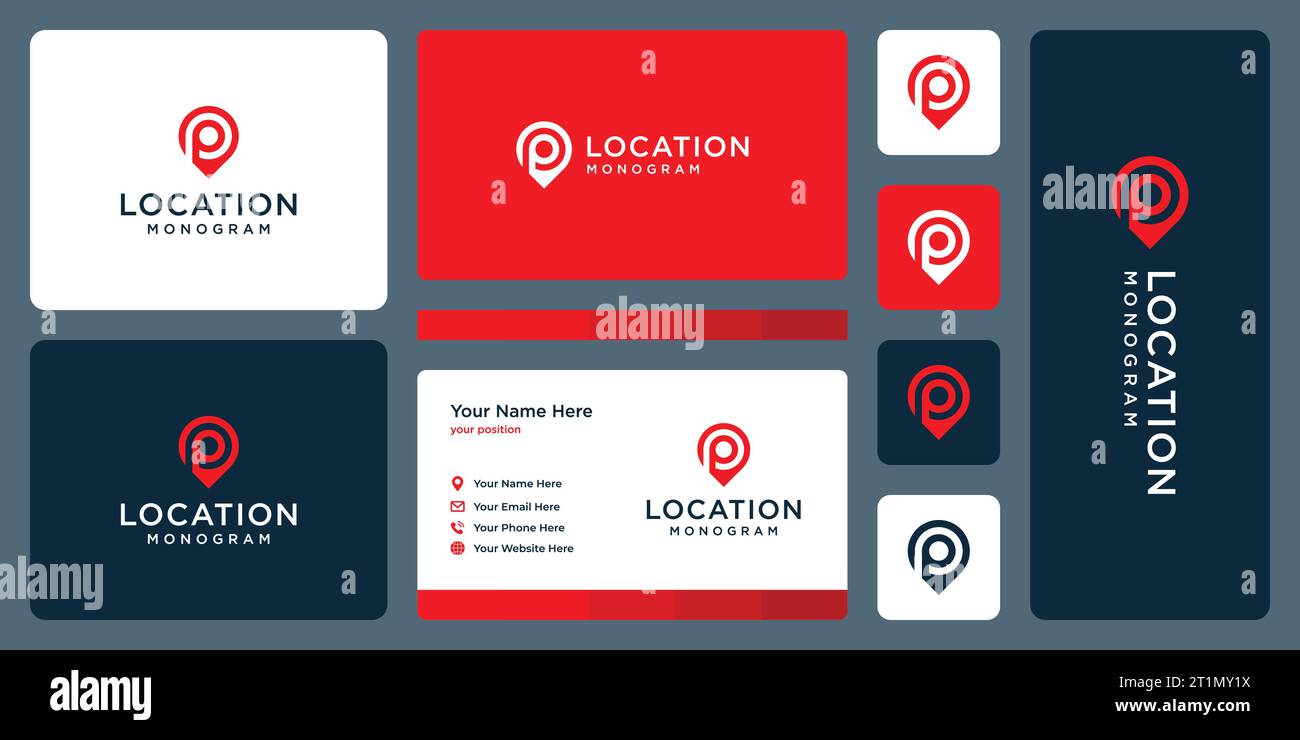 Pin point location logo design template with Monogram of initial letter ...