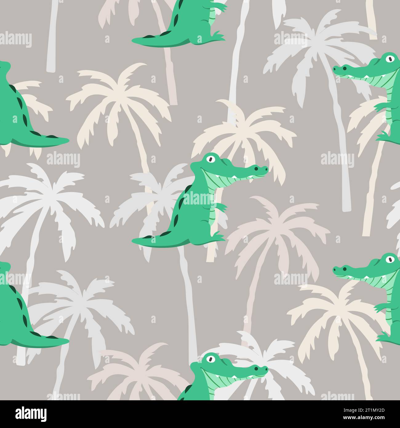 Seamless cute crocodile pattern Stock Vector Images - Alamy