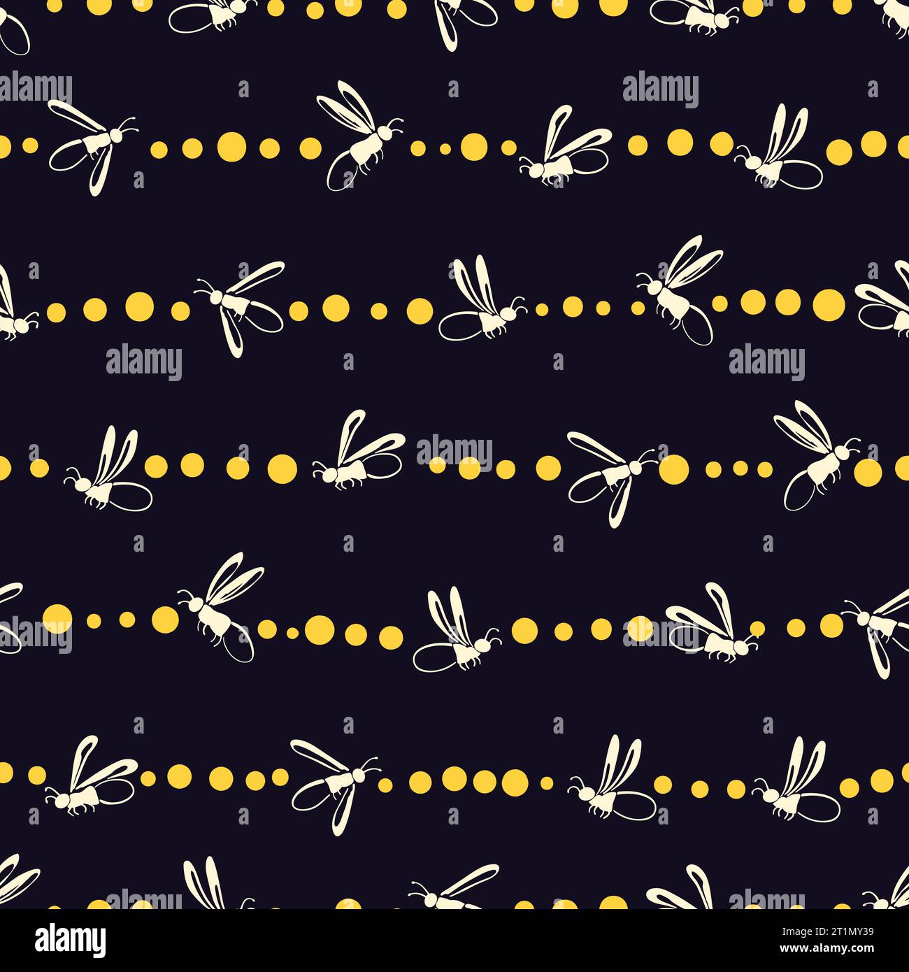 Seamless Firefly Pattern Trendy Textile Fabric Design Stock Vector