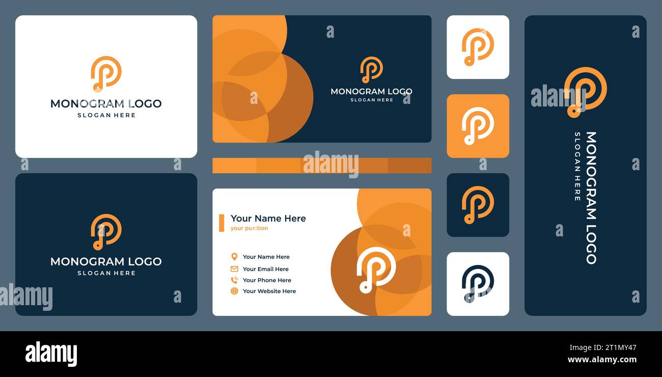 Monogram of initial letter P logo design template design graphic vector ...