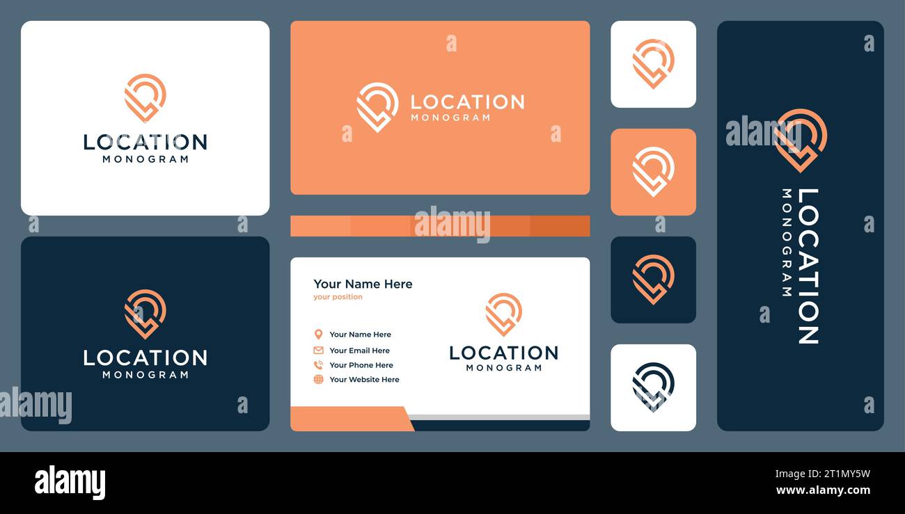 Pin point location logo design template with Monogram of initial letter ...