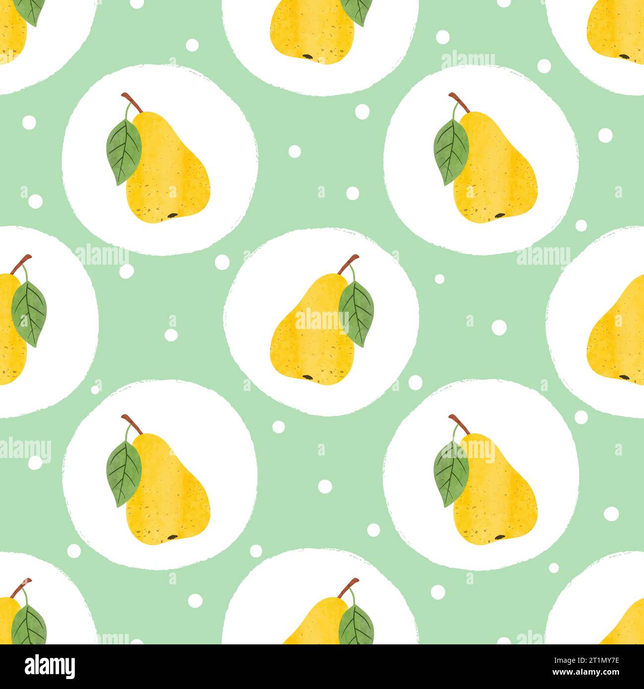 Seamless fruit pattern with pears and circles. Polka dot vector ...
