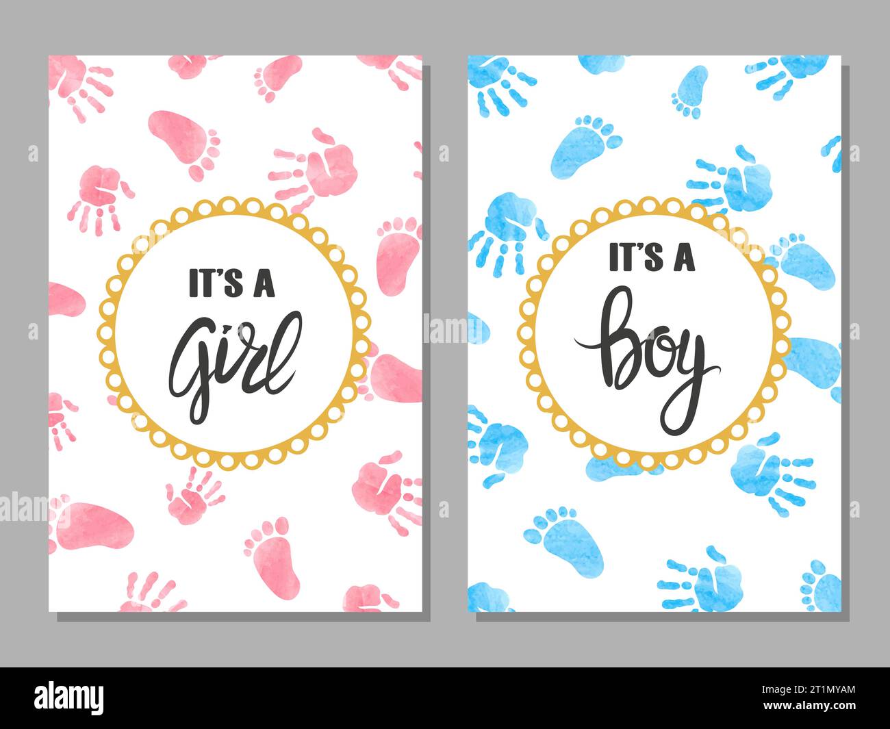 Baby shower boy and girl card set. Watercolor invitation cards design ...