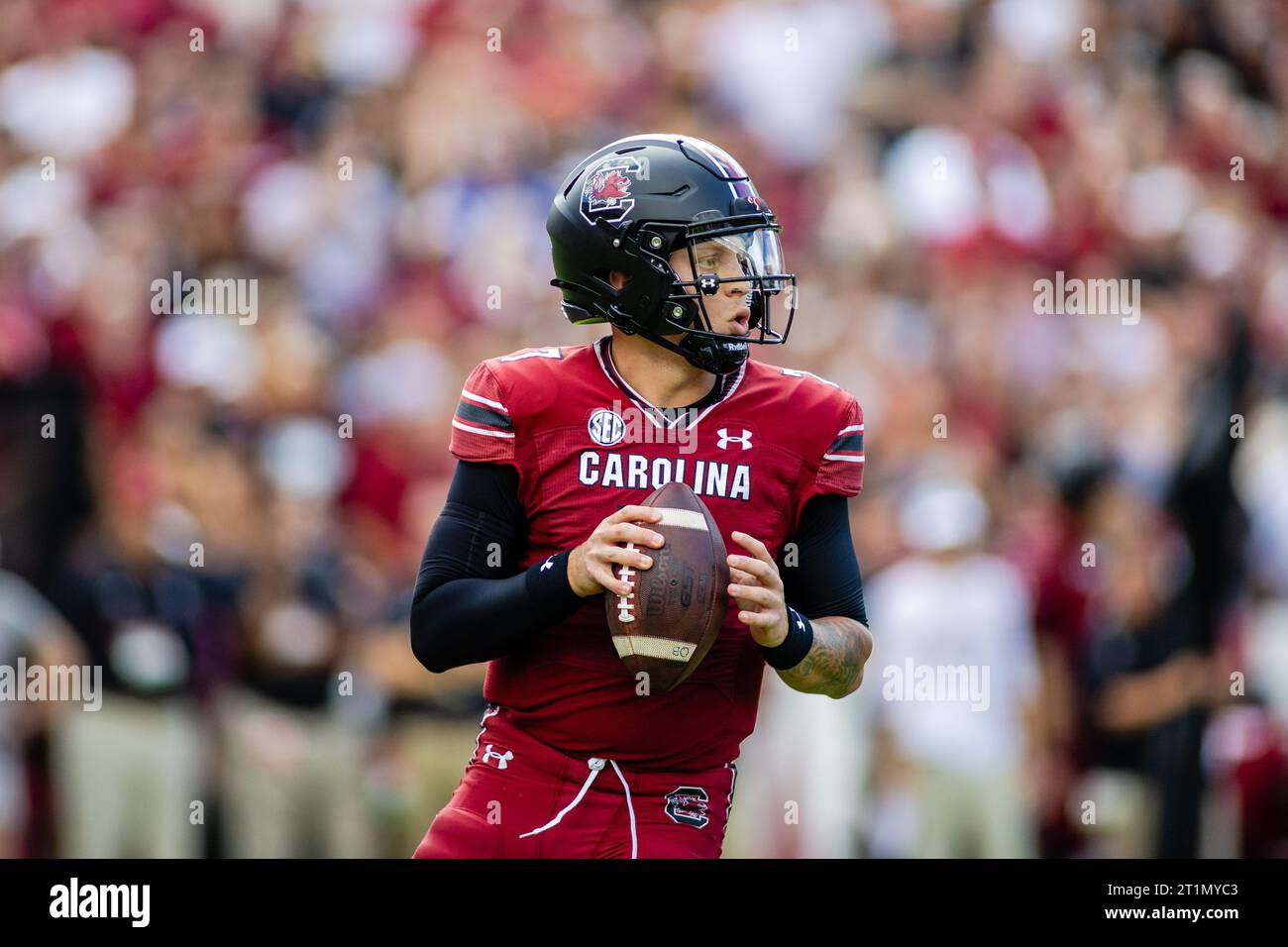Columbia, SC, USA. 14th Oct, 2023. South Carolina Gamecocks quarterback ...
