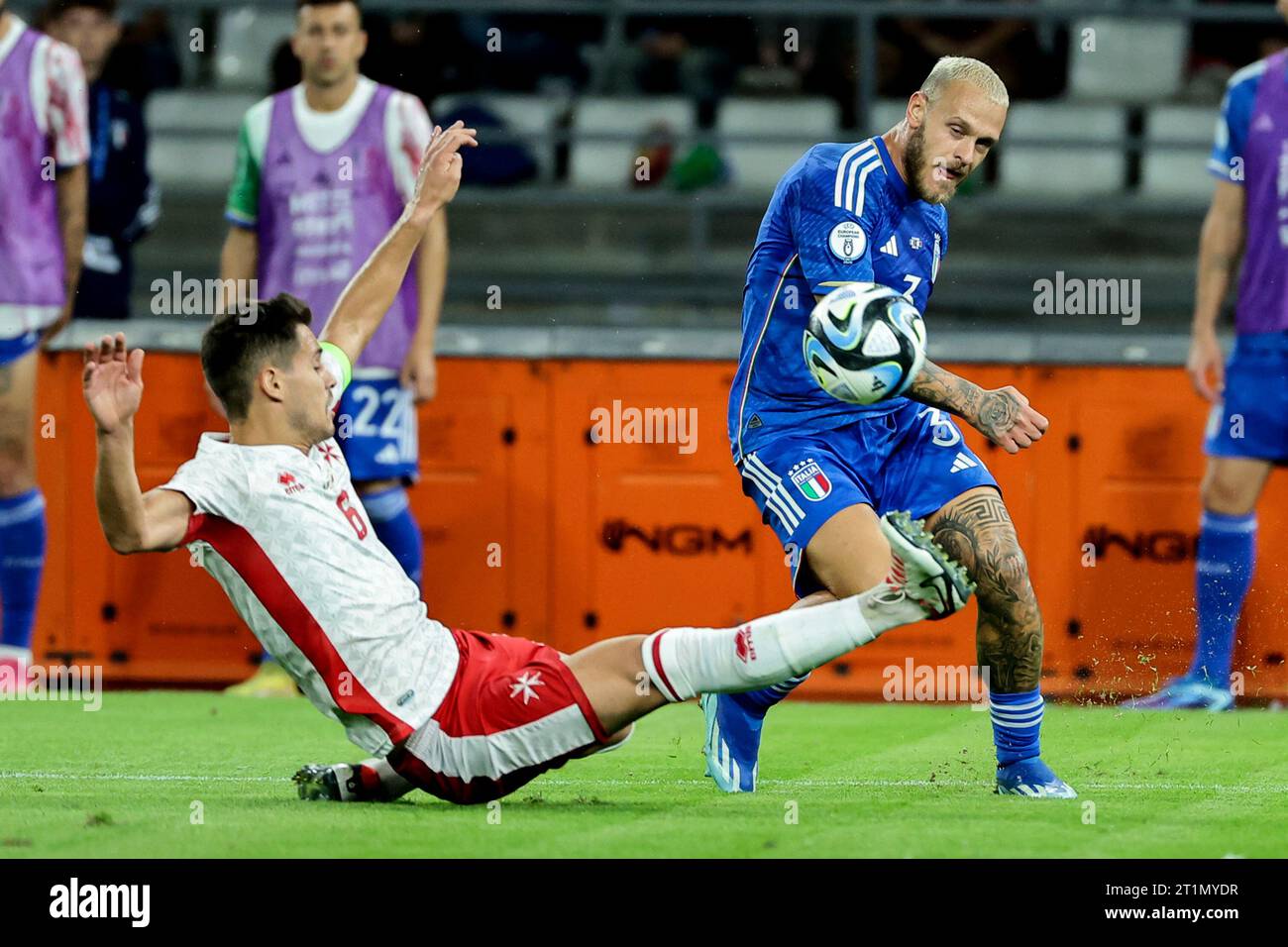Bari, Italy. 14th Oct, 2023. Matthew Guillaumier of Malta and Federico ...