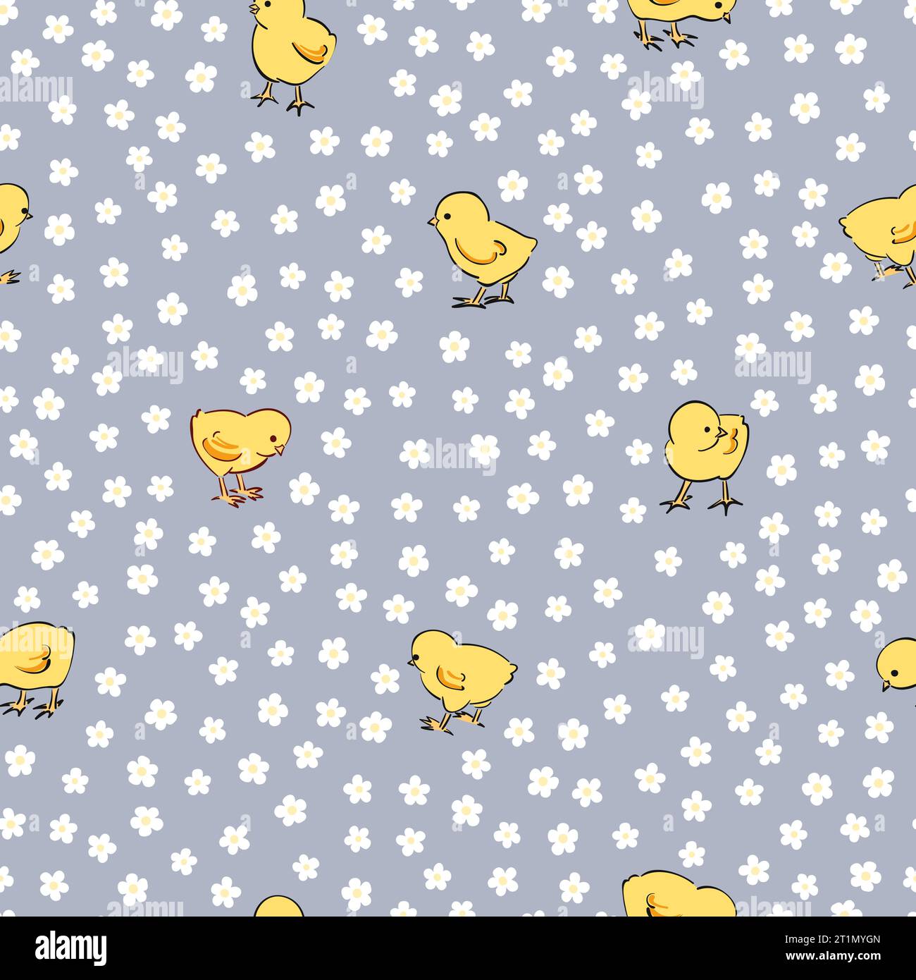 Seamless baby pattern with cute little chickens. Vector illustration ...