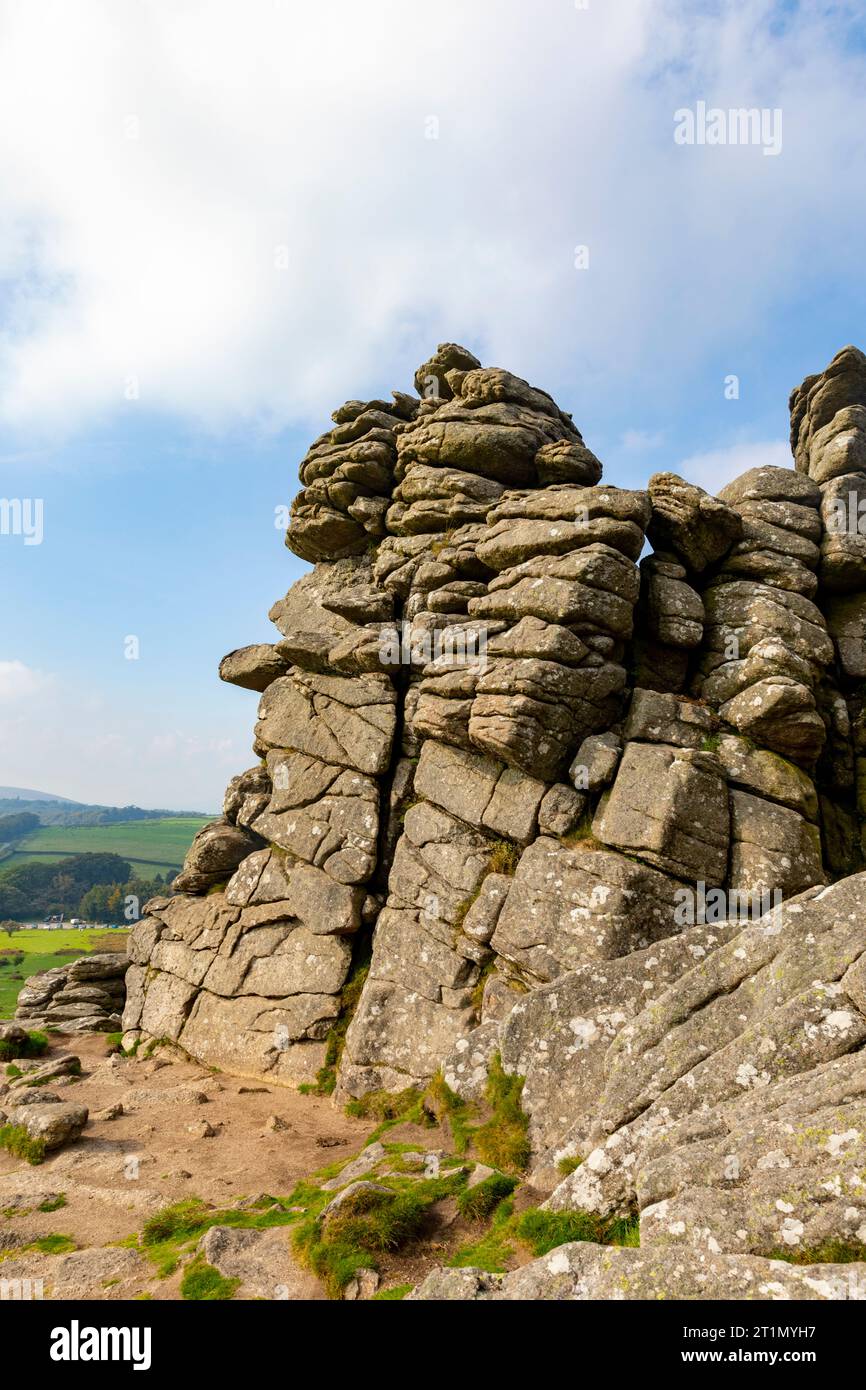 Hound Tor Dartmoor National Park in Devon, rock granite formation ...