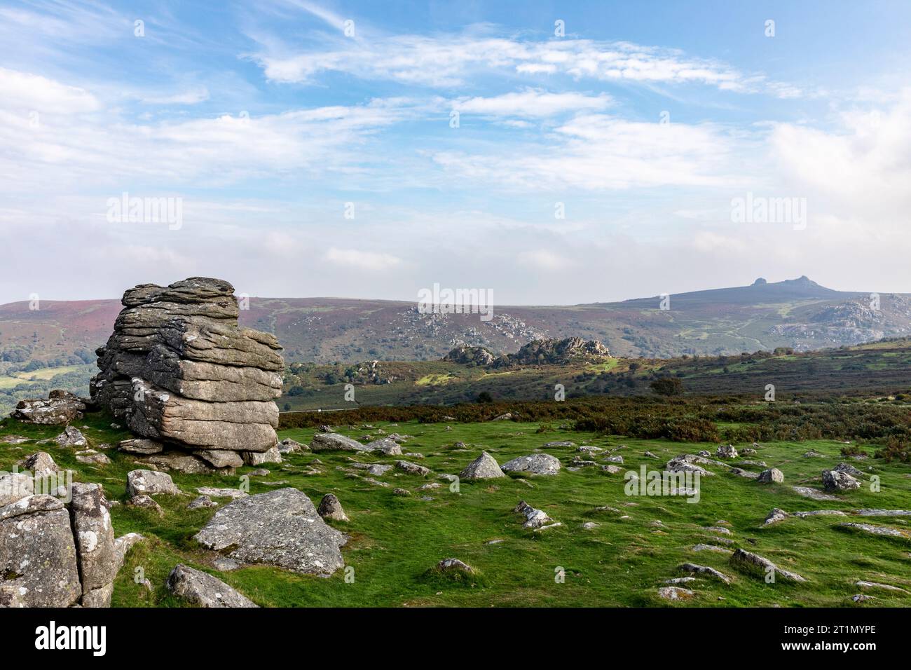 Hound Tor Dartmoor National Park in Devon, rock granite formation ...
