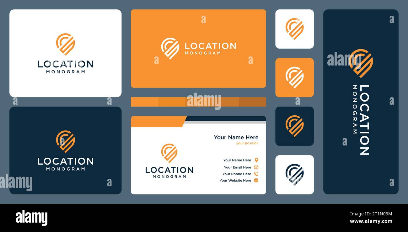 Pin point location logo design template with Monogram of initial letter ...