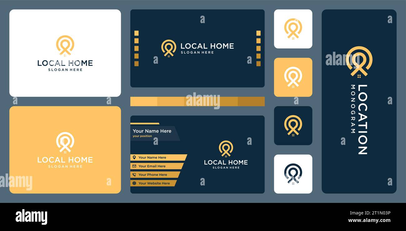Pin point location logo design template with house building design ...