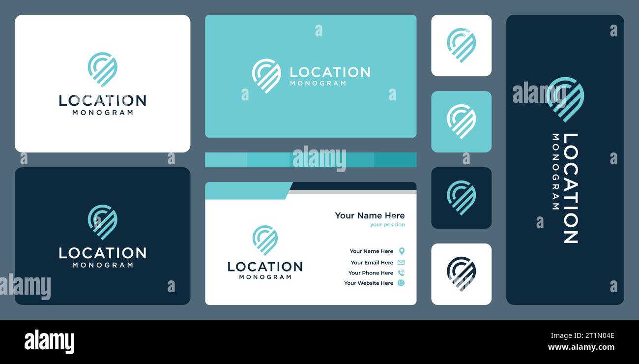 Pin point location logo design template with Monogram of initial letter ...