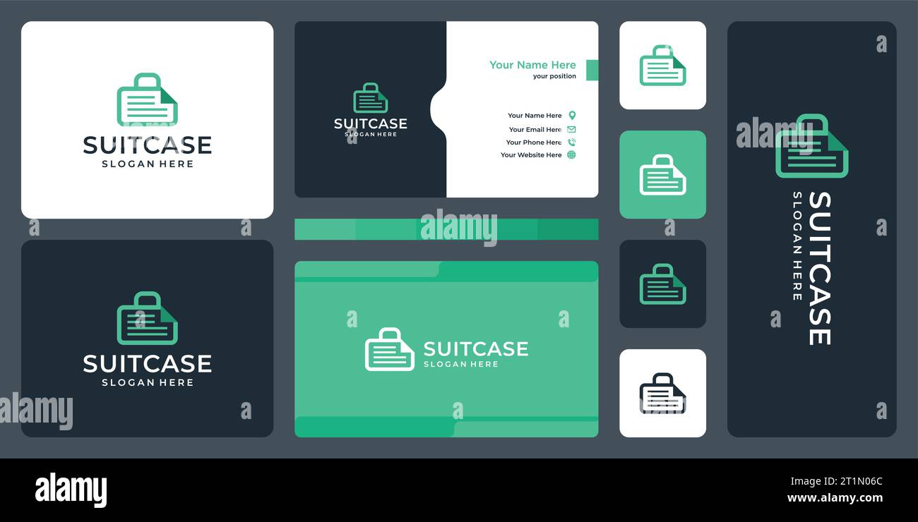 Suitcase logo design template with document design graphic vector ...