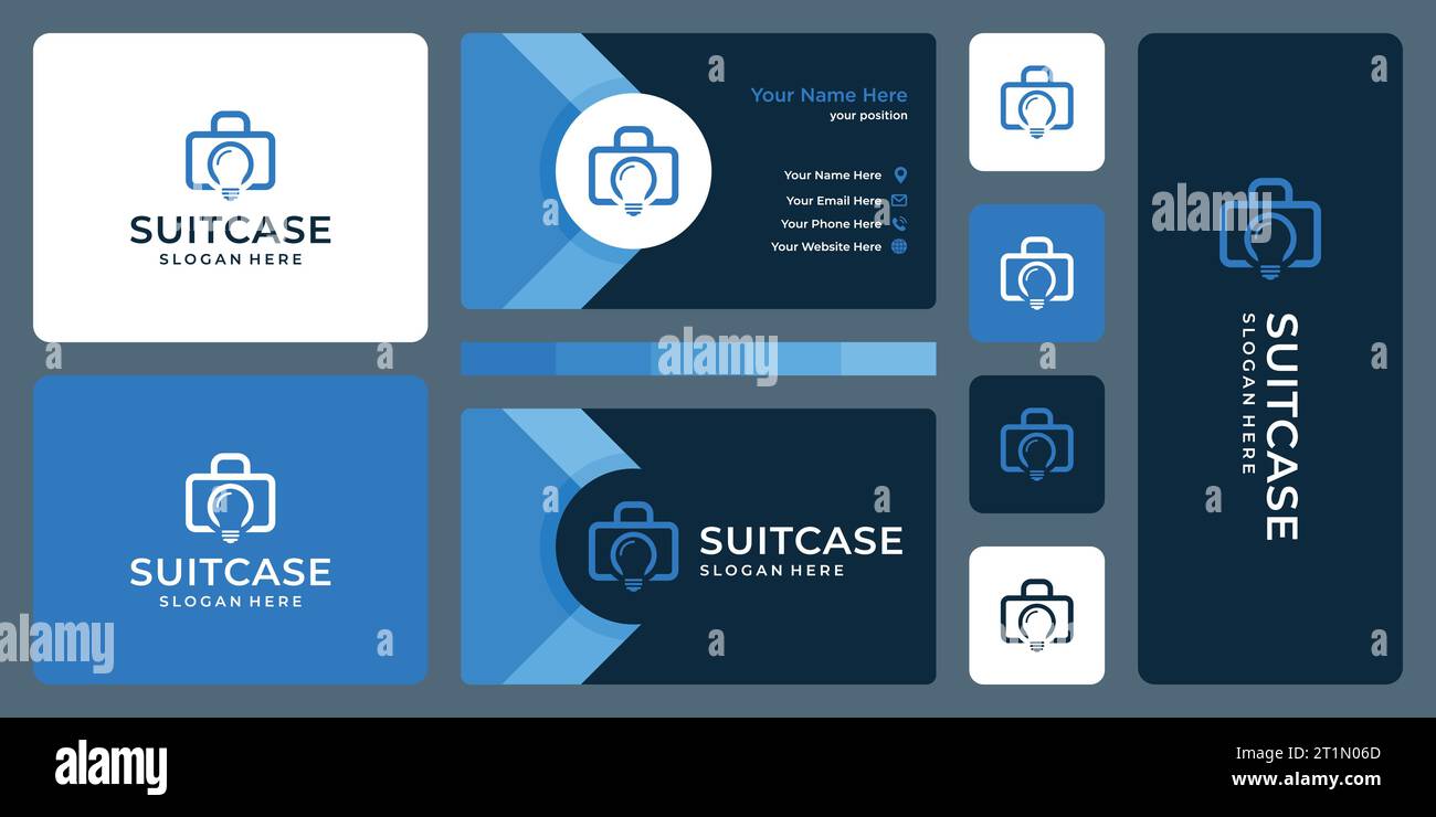 Suitcase logo design template with lamp idea design graphic vector ...