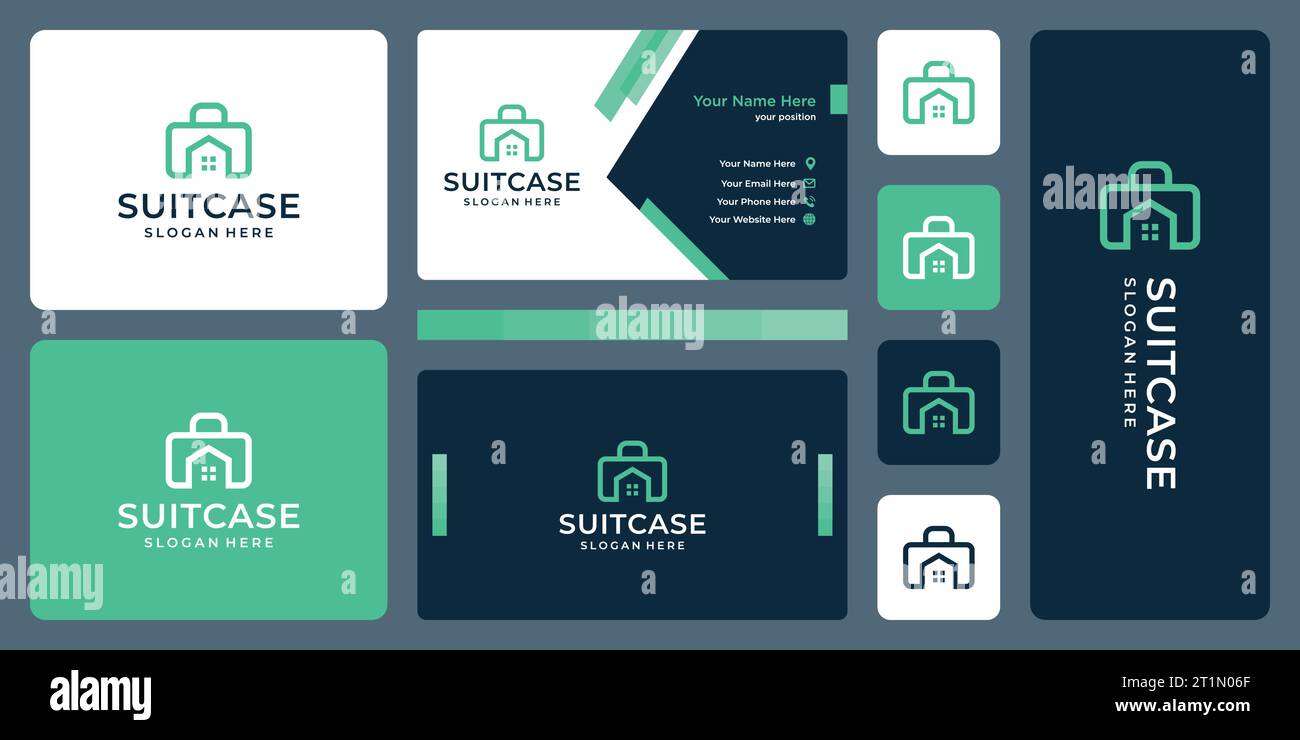 Suitcase logo design template with House building design graphic vector ...