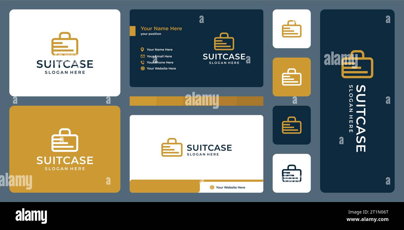 Suitcase logo design template with stairs design graphic vector ...