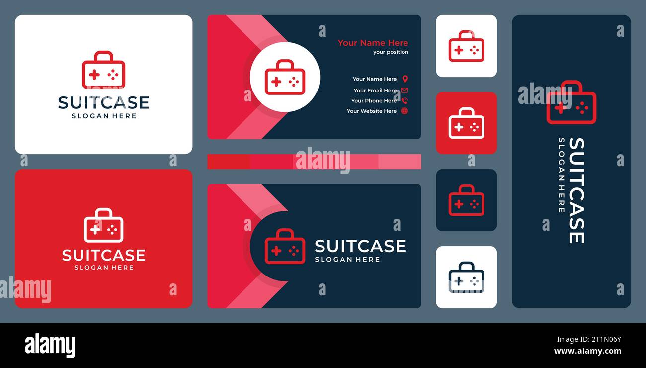 Suitcase logo design template with joystick design graphic vector ...