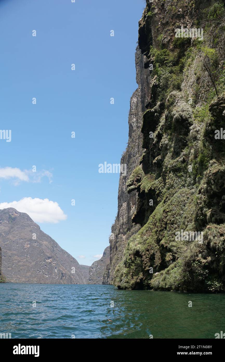 Limestone, clouds, sky, mountains, river, sumidero canyon at chiapas ...