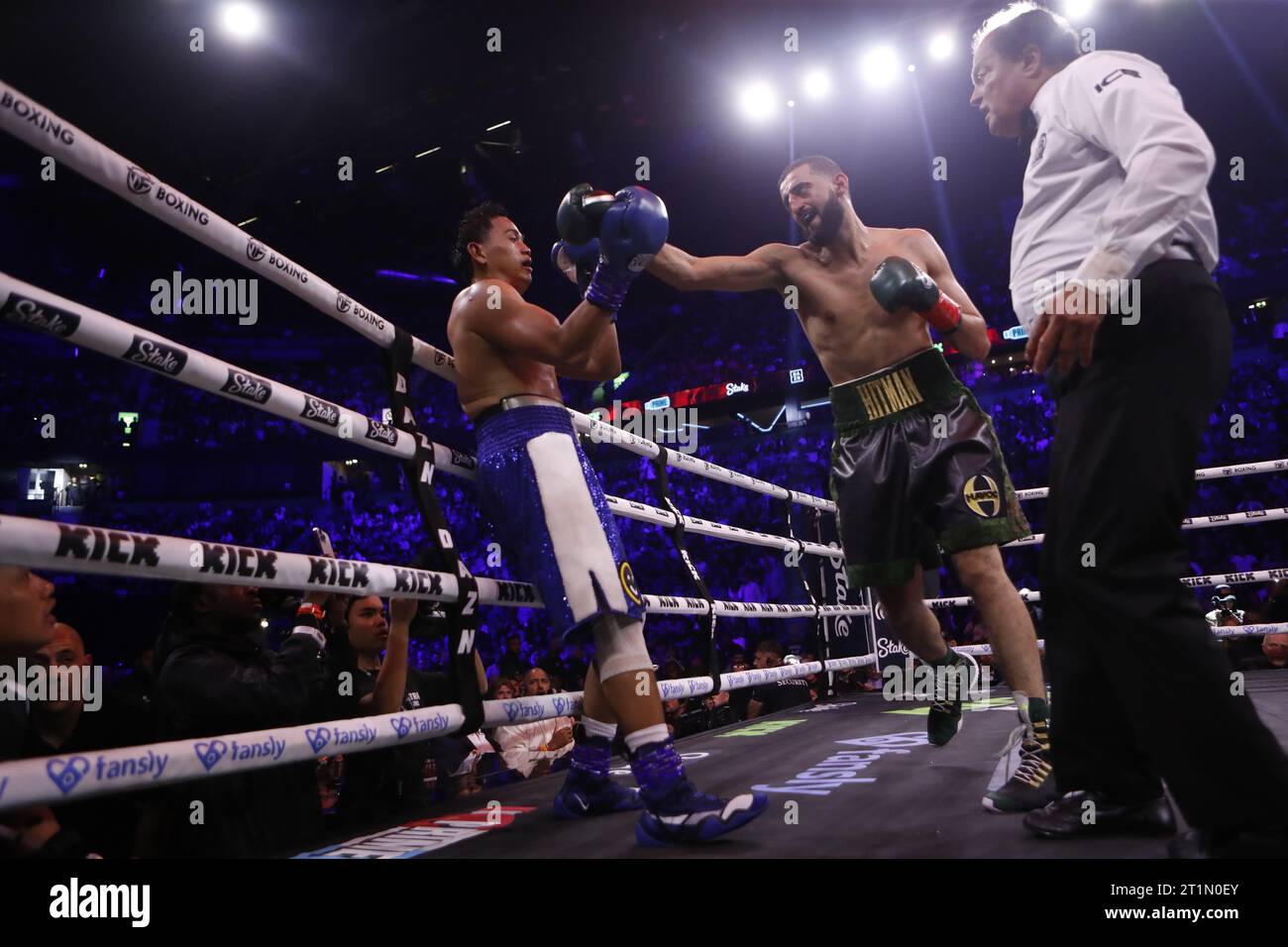 Slim (right) in action against salt papi during their middleweight bout ...