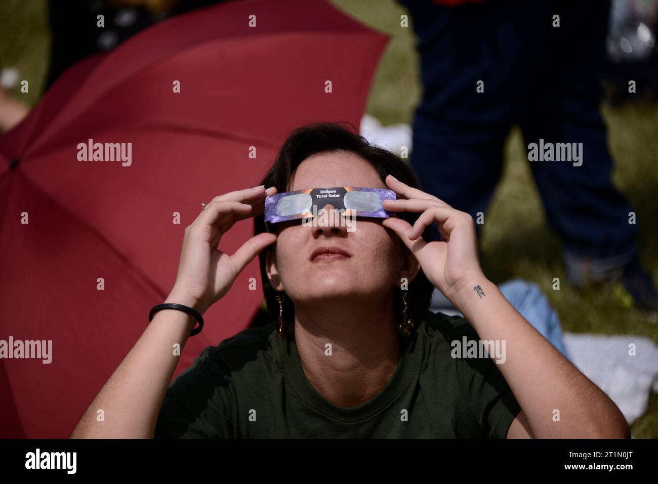 Mexico City, Mexico. 14th Oct, 2023. A woman are seen watching the ...