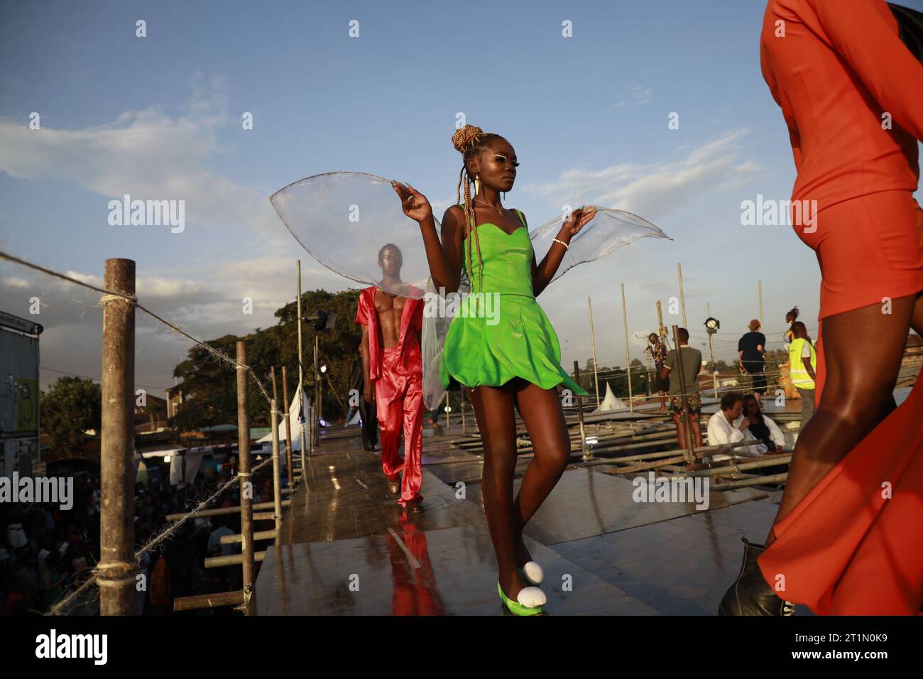 Nairobi, Kenya. 14th Oct, 2023. Models hit the runway at the Kibera ...