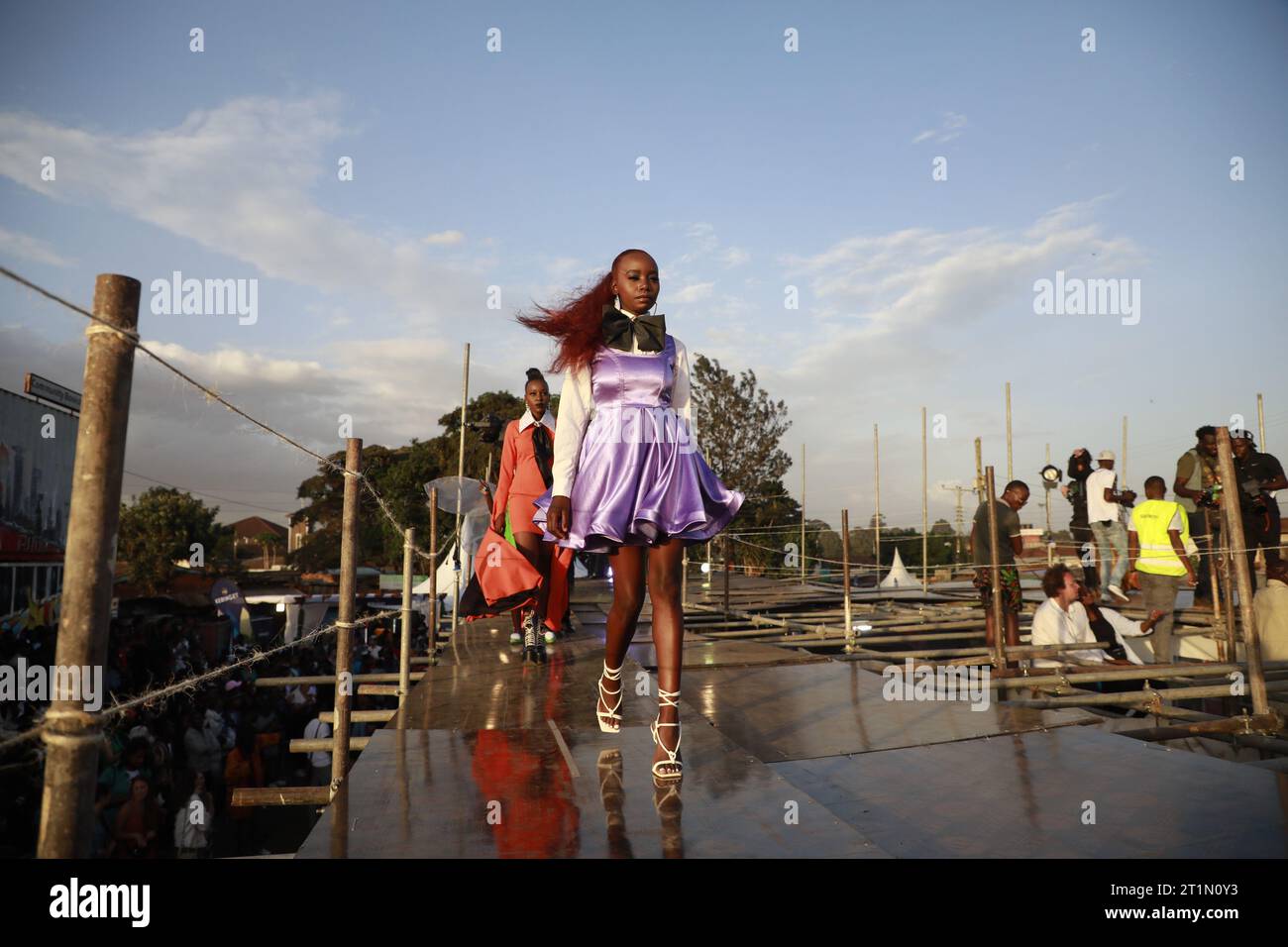 Nairobi, Kenya. 14th Oct, 2023. Models hit the runway at the Kibera ...