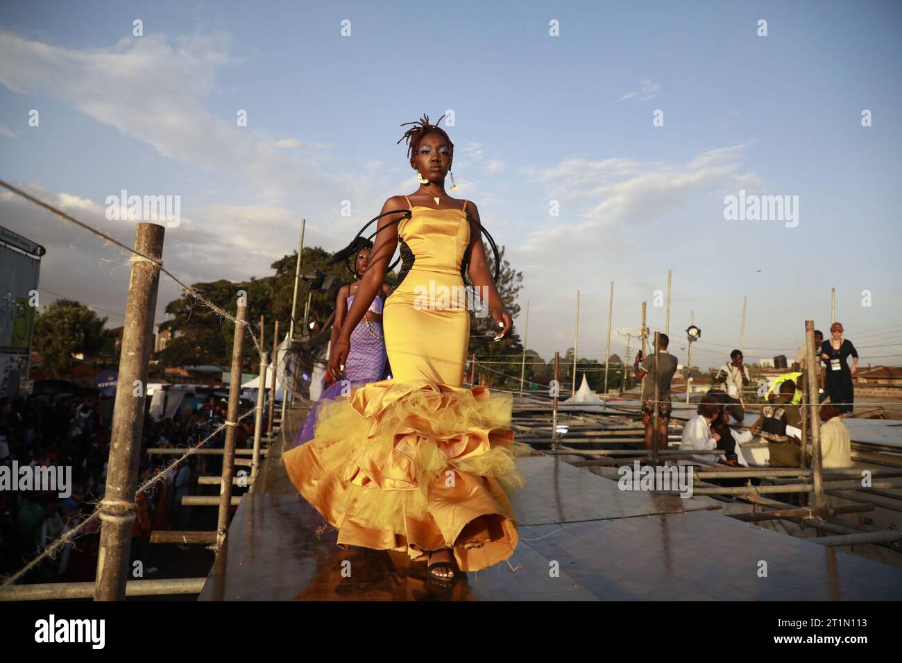 Nairobi, Kenya. 14th Oct, 2023. Models hit the runway at the Kibera ...
