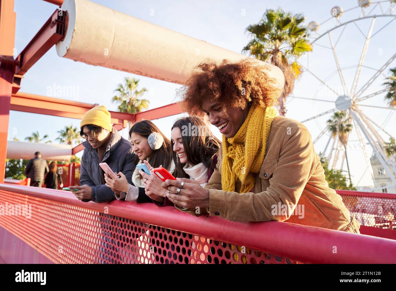 Group of young people using smart mobile phones app. Teenagers addicted ...