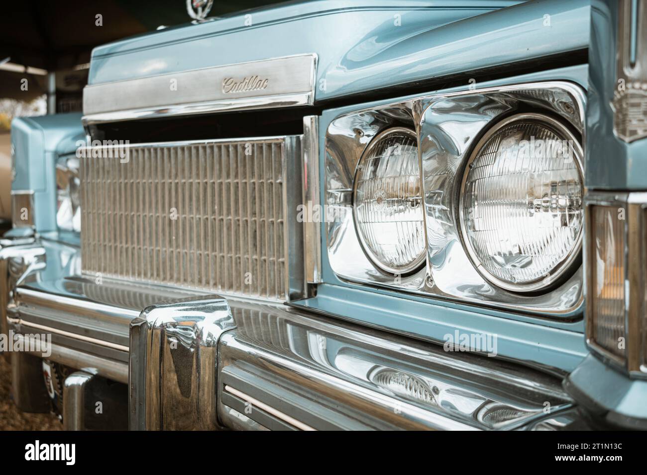 A classic Cadillac Eldorado 1974 on display at a vintage car fair show ...