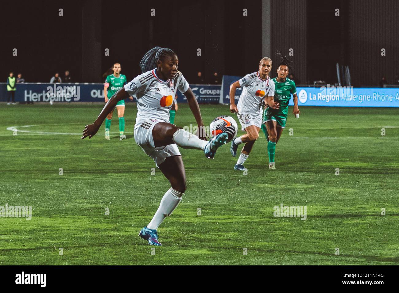 Lyon, France. 14th Oct, 2023. Kadidiatou Diani (11) from OL in action ...