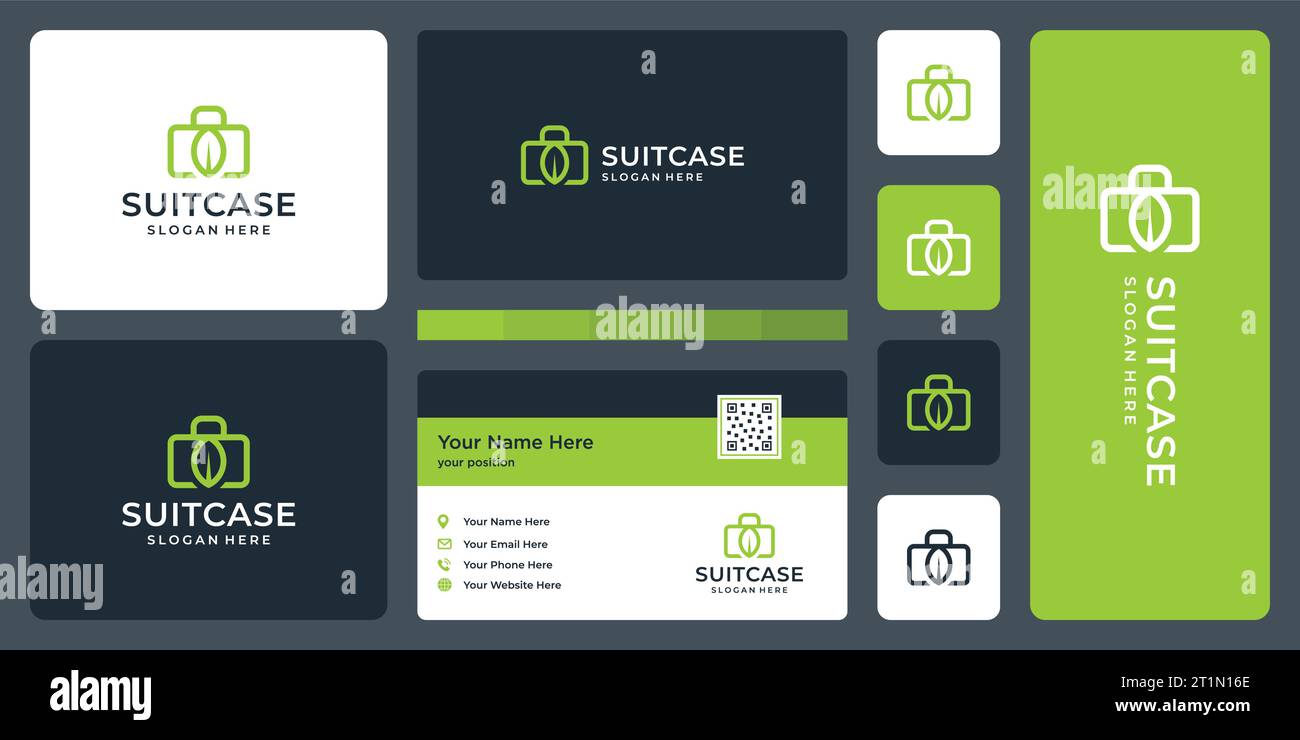 Suitcase logo design template with leaf design graphic vector ...