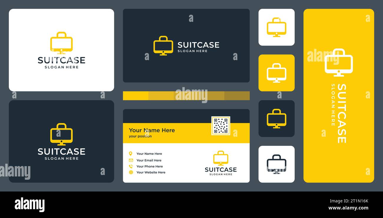 Suitcase logo design template with monitor design graphic vector ...