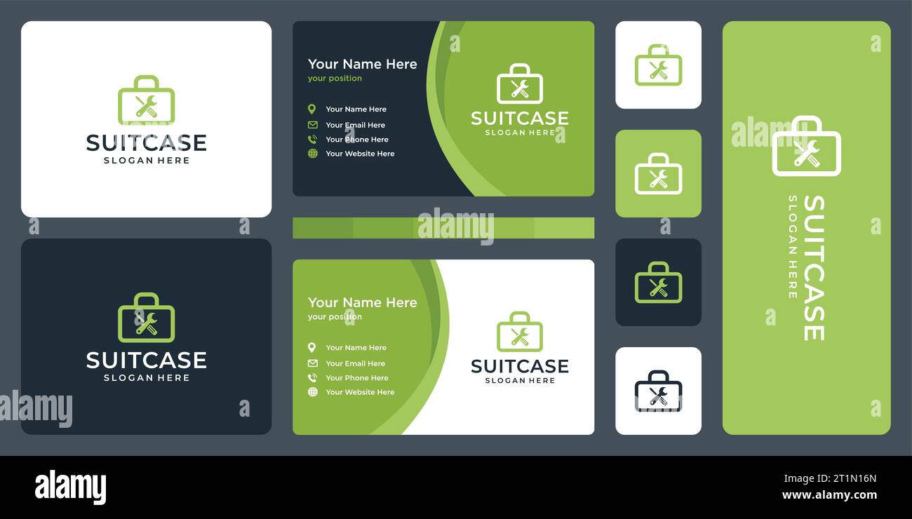 Suitcase logo design template with service equipment design graphic ...