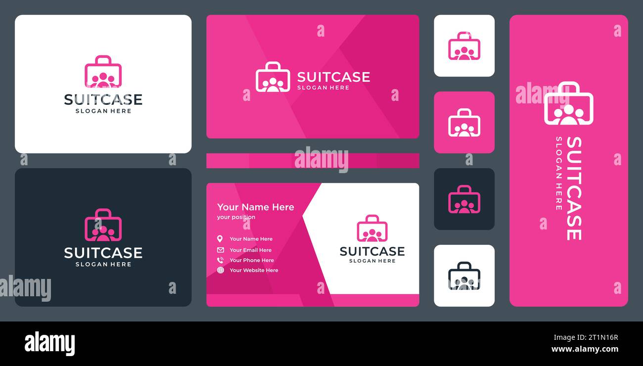 Suitcase logo design template with team work or partnership design ...