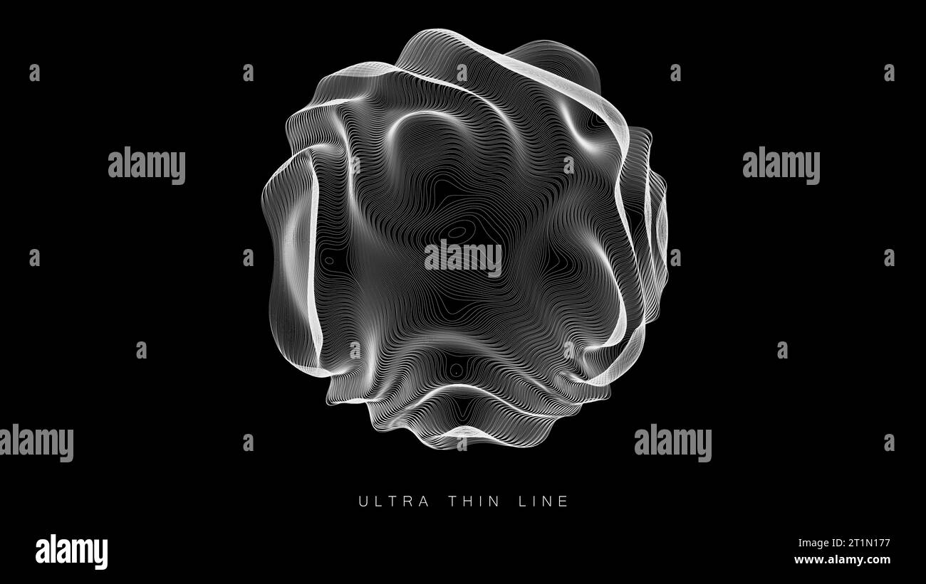 Ultra thin line fluid geometry. Dynamic vector distorted spheres Stock ...