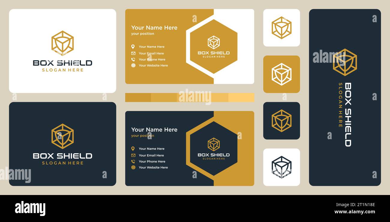 Logistics Box logo designs template with shield design graphic vector ...