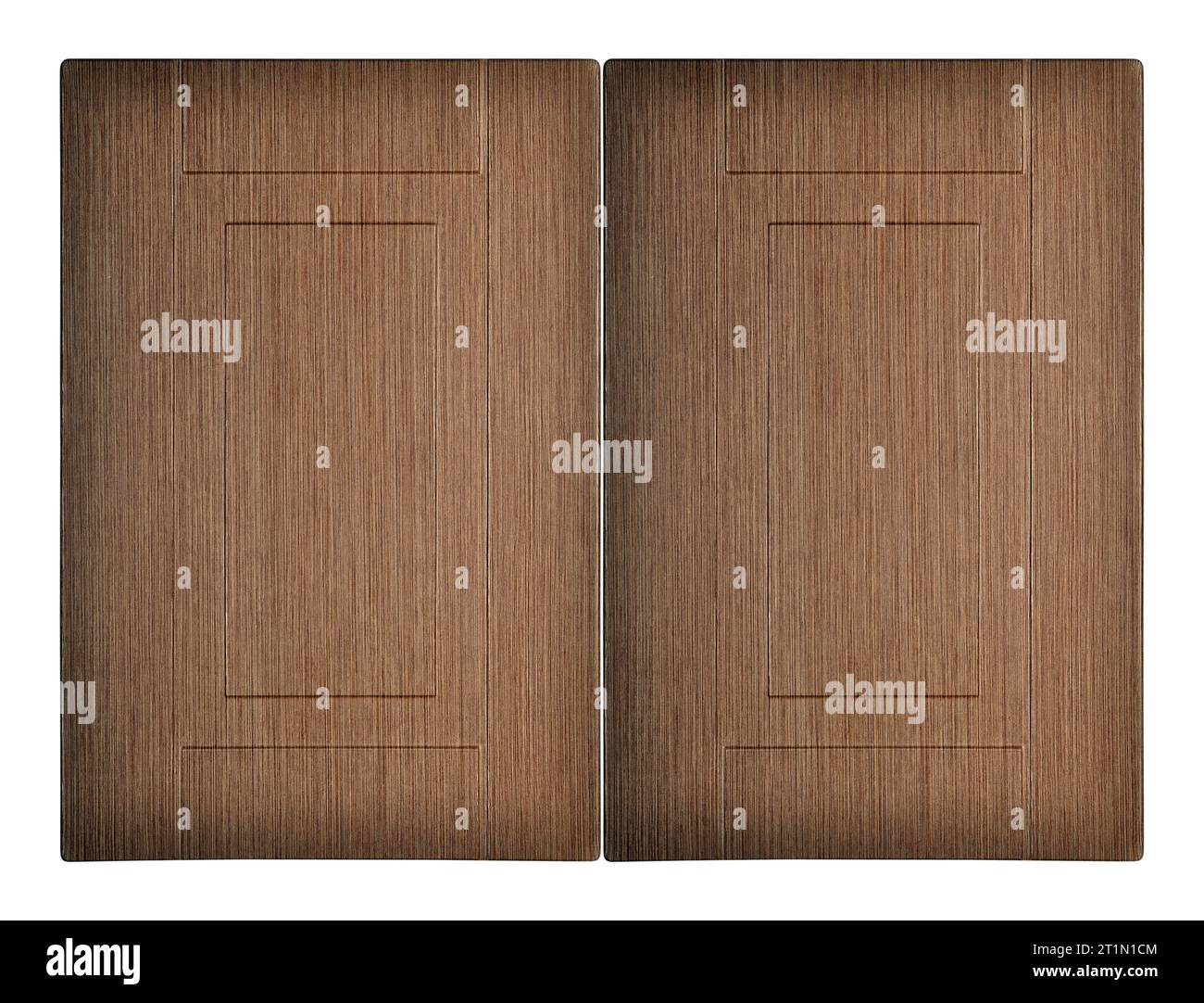 Decorative brown wooden kitchen cabinet door isolated on white ...
