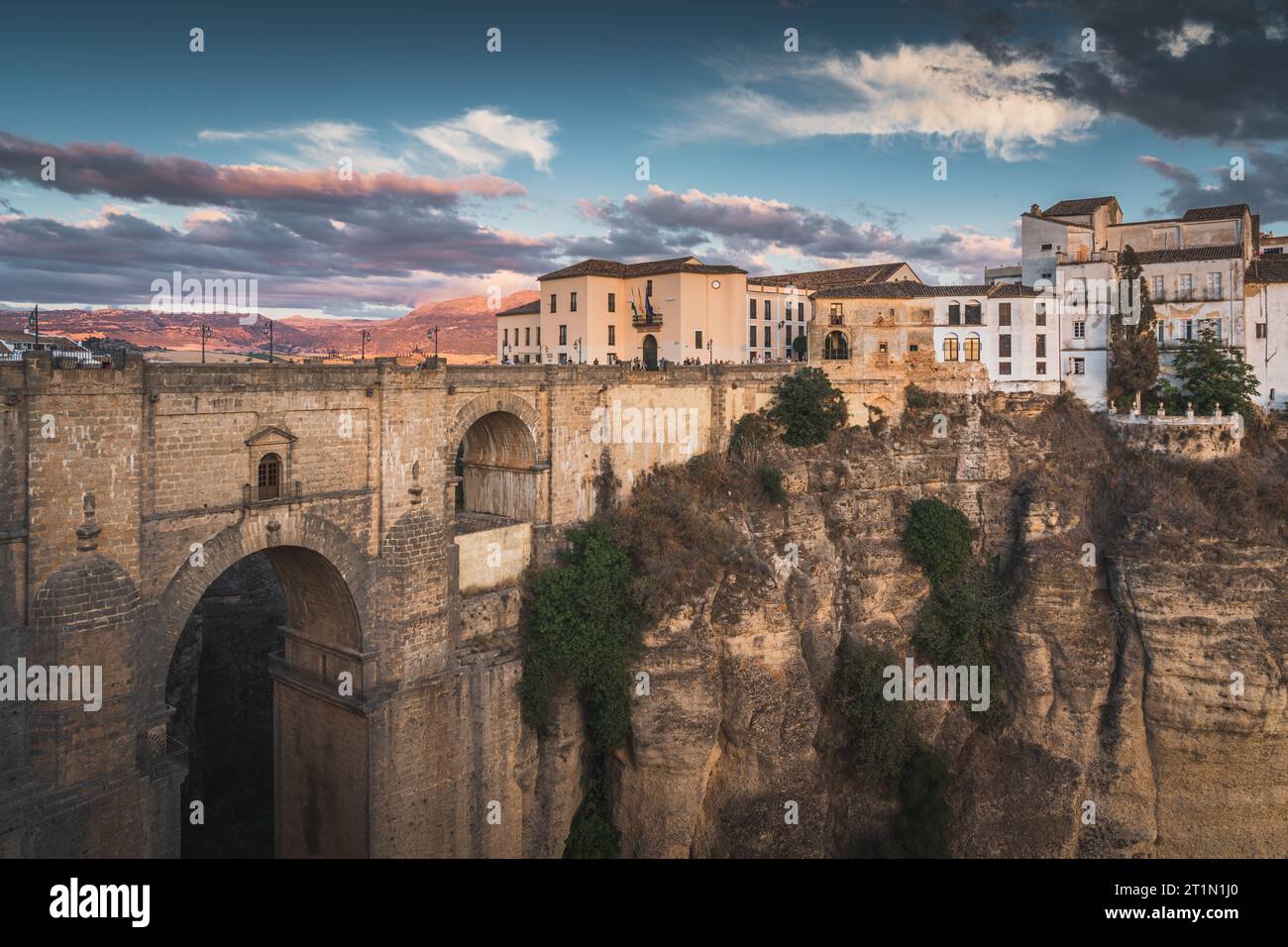 Landscapes of the Puente Nuevo and cliffs in Ronda, Spain Stock Photo ...