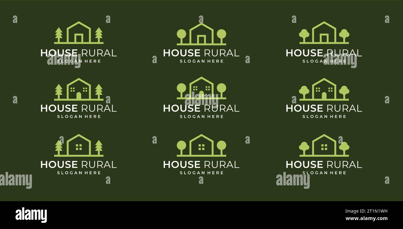 Collection of country house logos with flat and abstract models design ...
