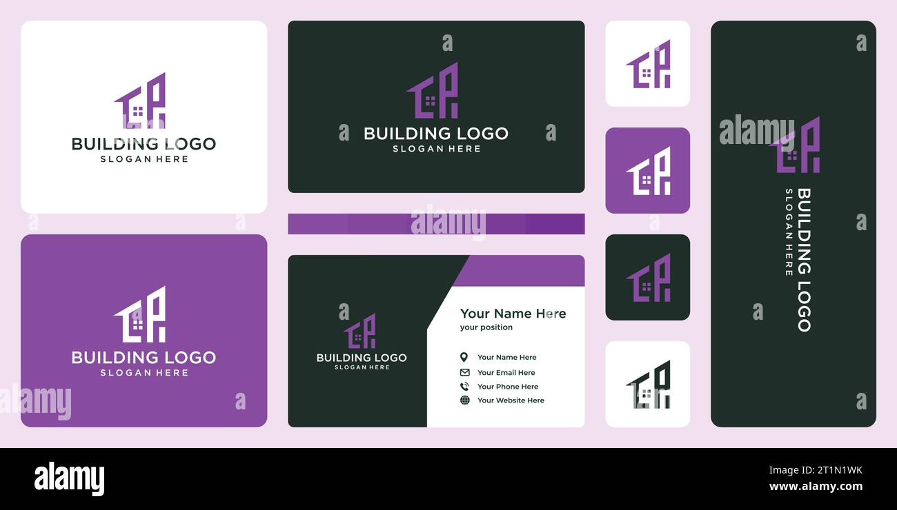 House building logo designs template with letter P design graphic ...
