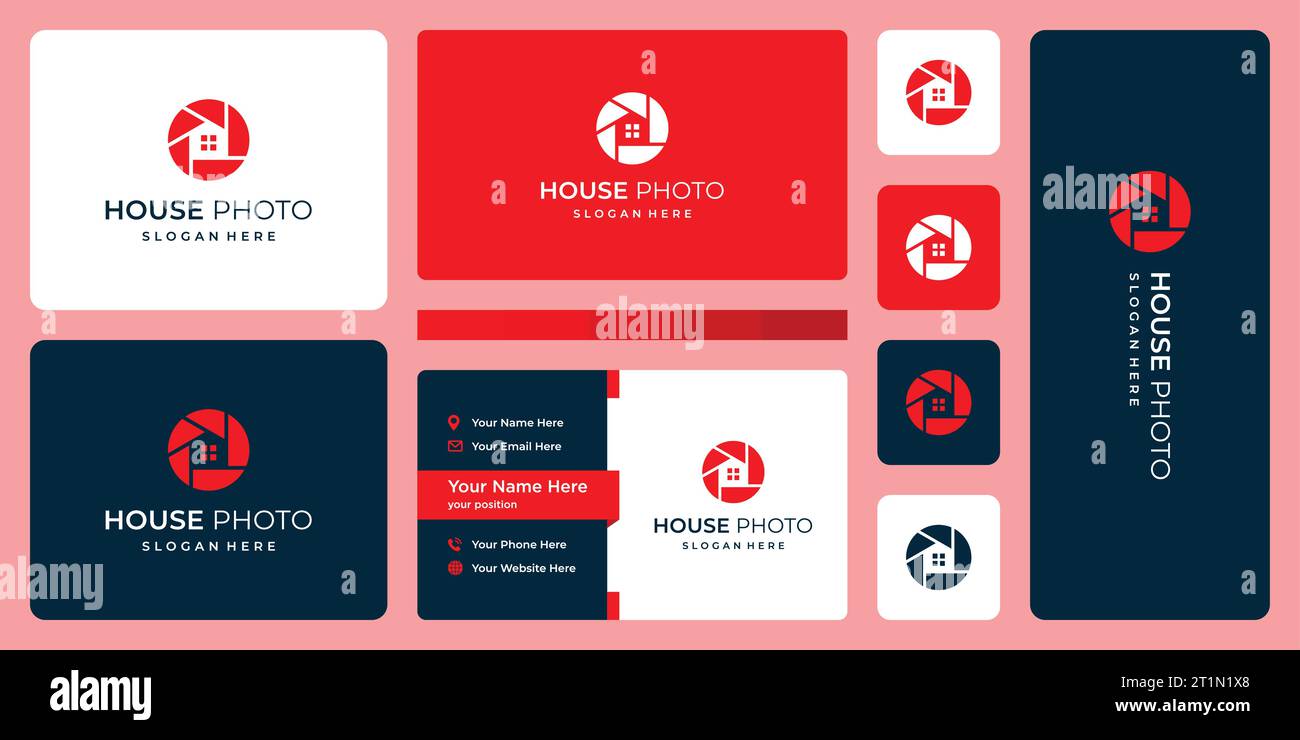 Modern house building logo design template with camera lens graphic ...